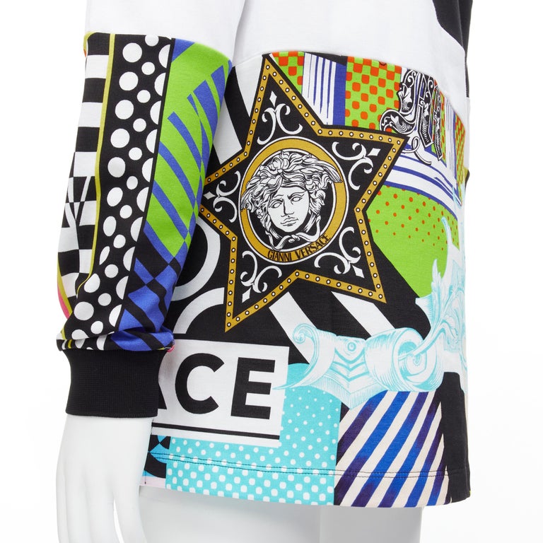 new VERSACE 2020 Runway Pop Temple Box logo patchwork polo shirt top M ...