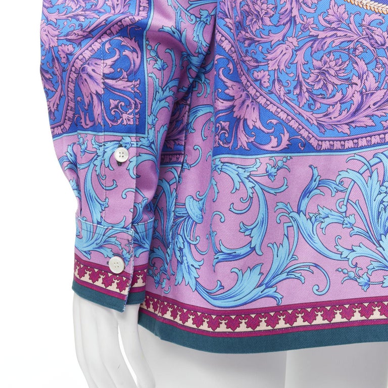 new VERSACE 2020 Runway purple blue Barocco heavy cotton oversized ...