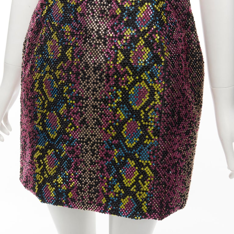 new VERSACE 2021 Runway pink scaled crystal encrusted strapless dress ...