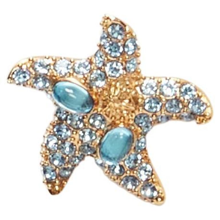 new VERSACE 2021 Runway Tresor De La Mer blue crystal Medusa starfish ...