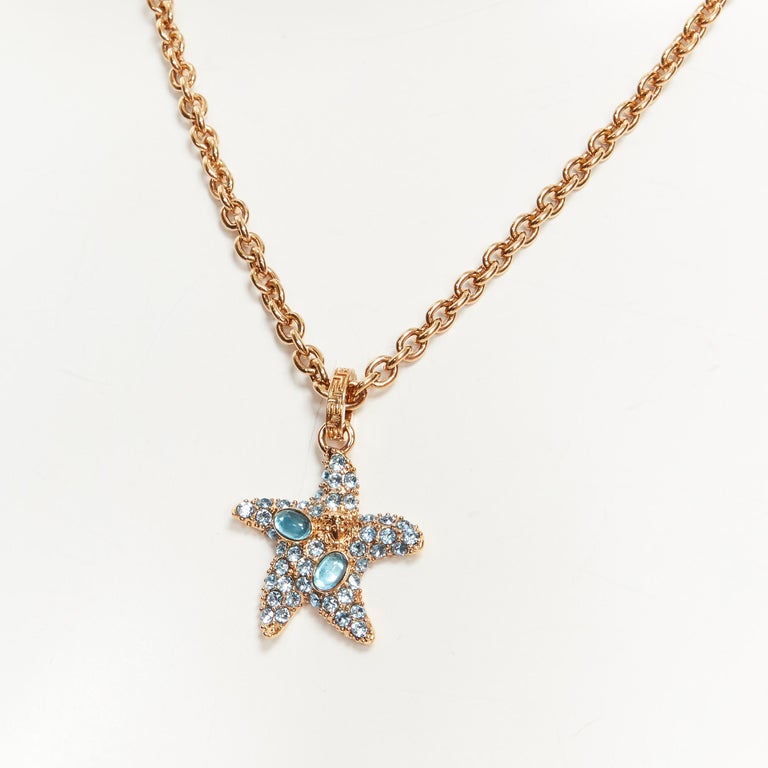 new VERSACE 2021 Runway Tresor De La Mer blue crystal starfish Medusa ...