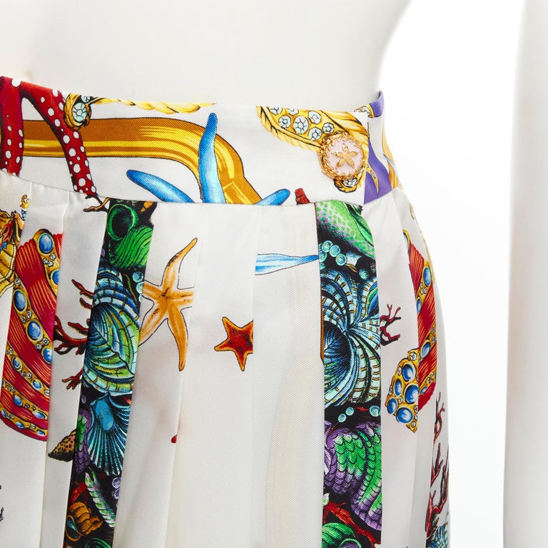 new VERSACE 2021 Tresor De La Mer 100% silk starfish pleated skirt IT40 ...
