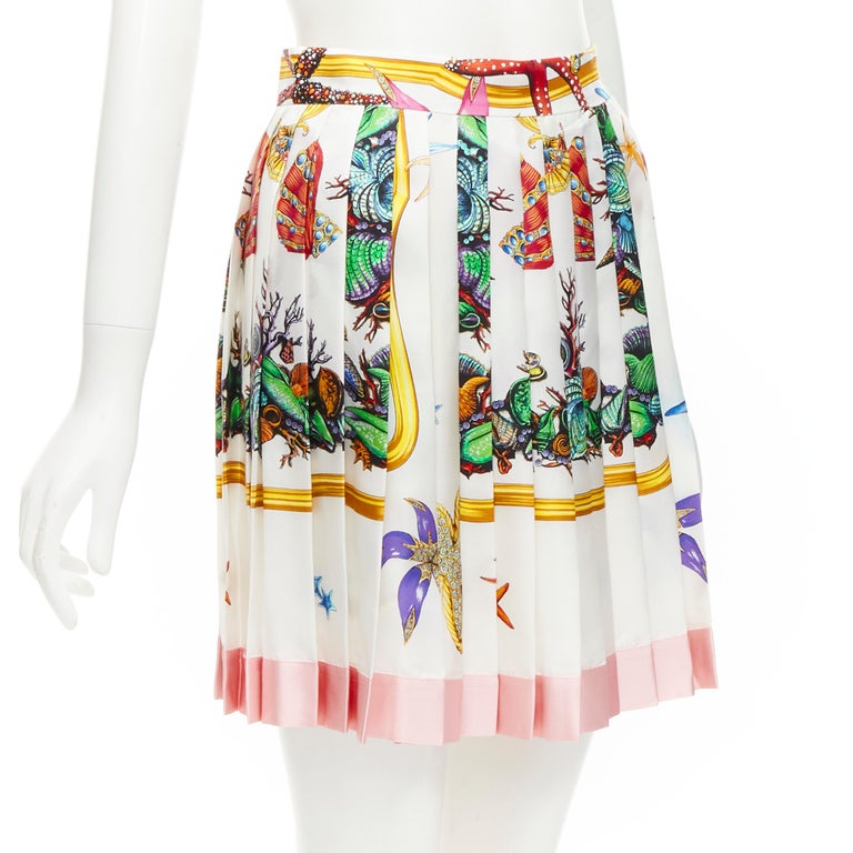 new VERSACE 2021 Tresor De La Mer 100% silk starfish pleated skirt IT40 ...