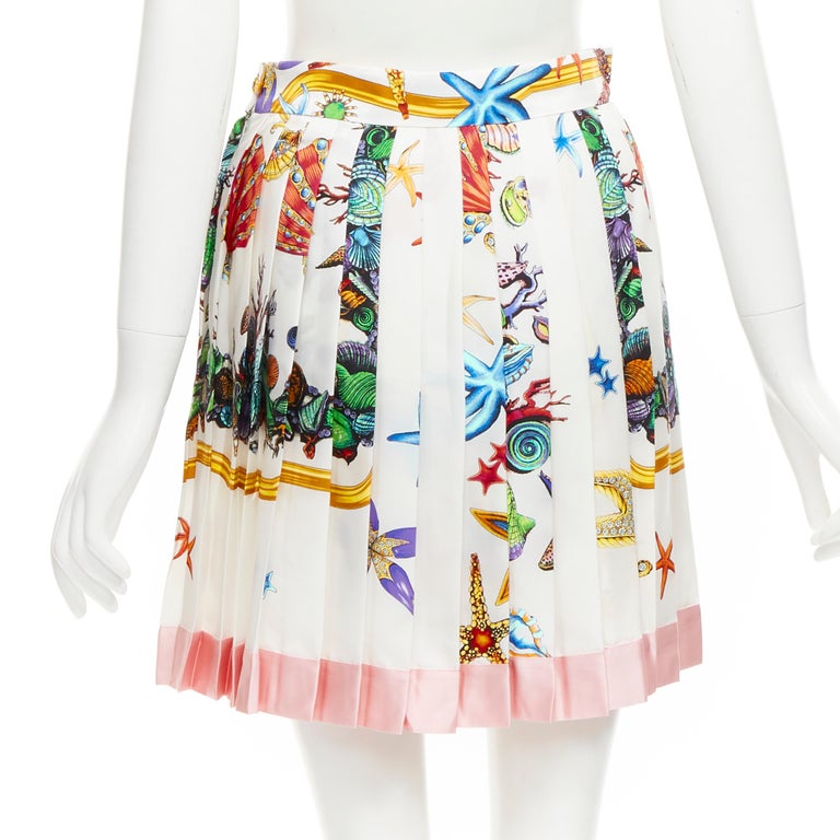 new VERSACE 2021 Tresor De La Mer 100% silk starfish pleated skirt IT40 ...