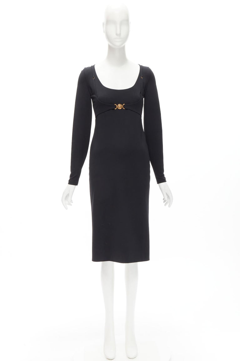 new VERSACE 2021 Tresor De La Mer gold Medusa bustier harness dress ...