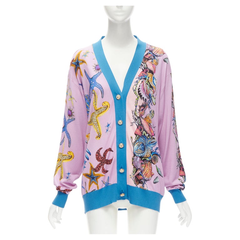 new VERSACE 2021 Tresor De La Mer pink starfish knit cardigan top IT40 ...