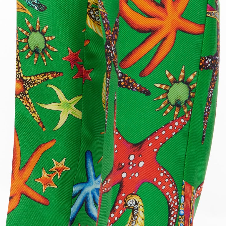 new VERSACE 2021 Tresor De La Mer Runway green starfish print pants ...