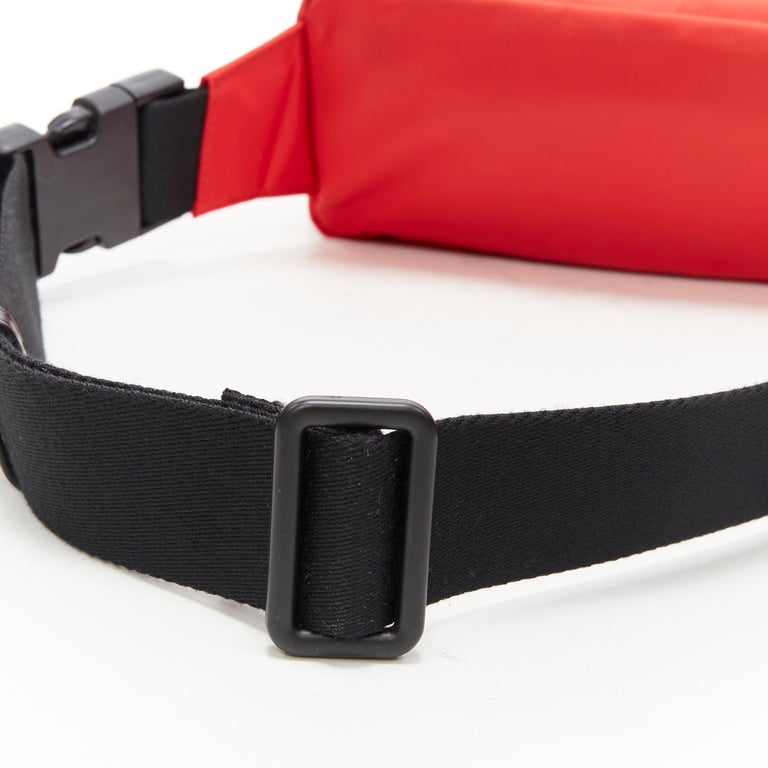 new VERSACE 90's vintage box logo print red nylon crossbody waist belt ...