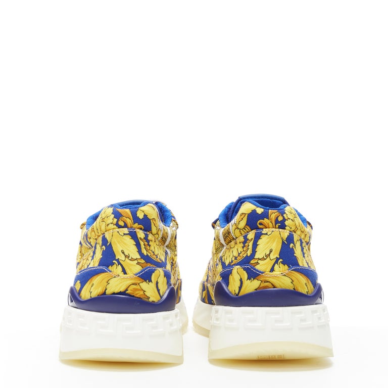 new VERSACE Achilles blue gold baroque pillow talk chunky sole dad ...