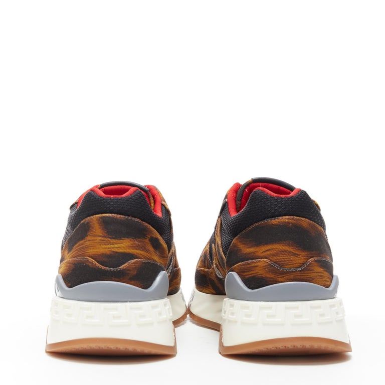 new VERSACE Achilles leopard Animalier Mix print chunky sole dad ...