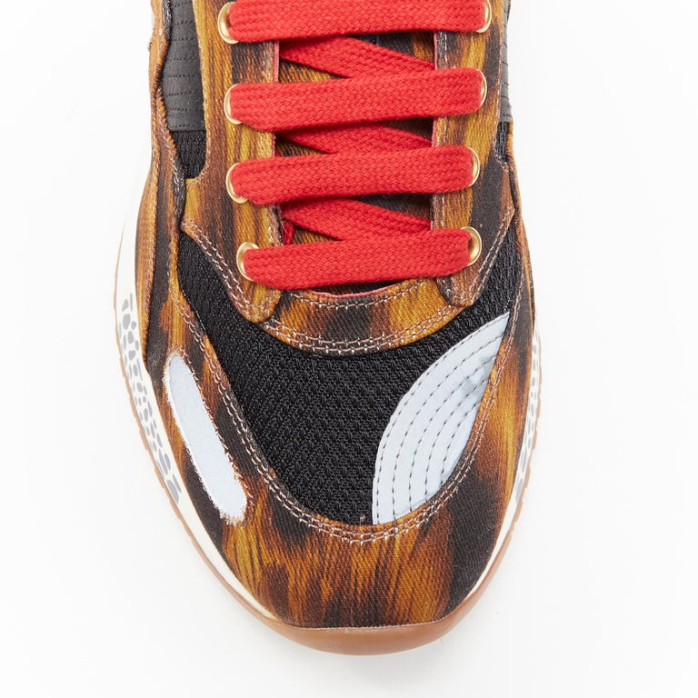 new VERSACE Achilles leopard Animalier Mix print chunky sole dad ...