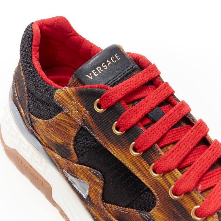 new VERSACE Achilles leopard Animalier Mix print chunky sole dad ...