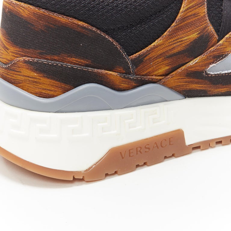 new VERSACE Achilles leopard Animalier Mix print chunky sole dad ...