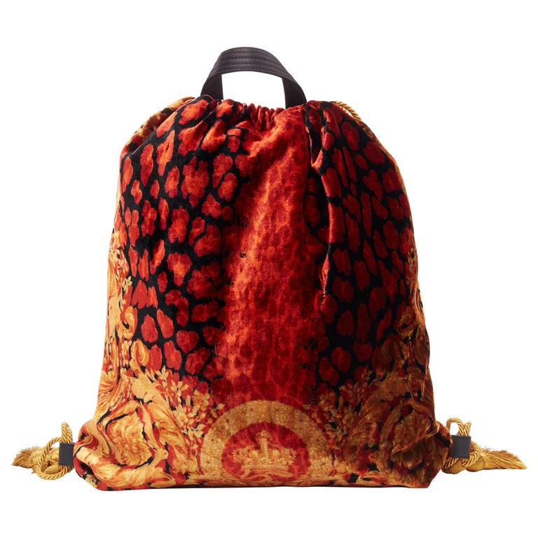 new VERSACE AW18 Pillow Talk red leopard spot gold baroque print velvet ...