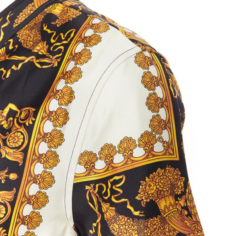 new VERSACE AW18 Runway 100% silk Wild Leopard baroque black gold shirt ...