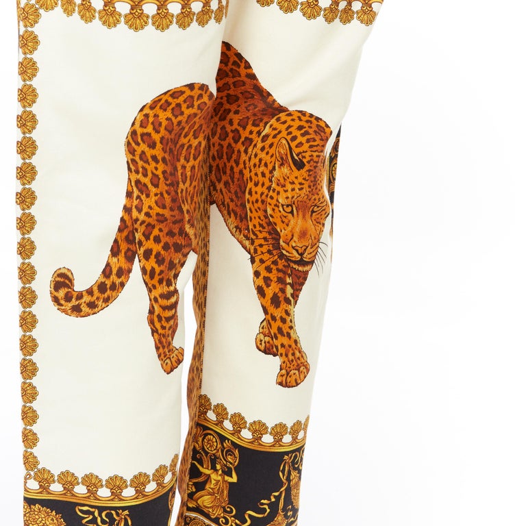 new VERSACE AW18 Runway Wild Leopard vintage baroque print jeans pants ...