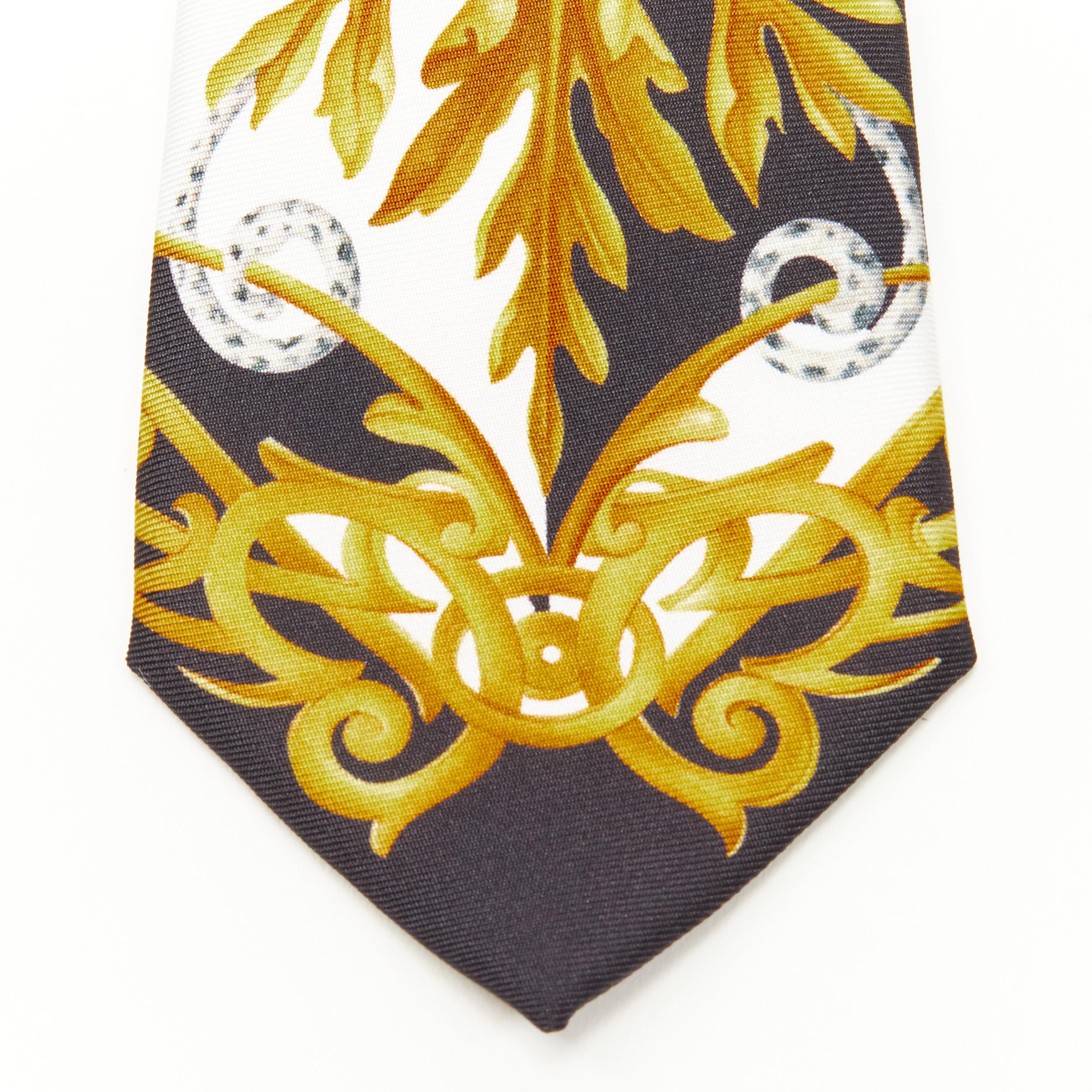 new VERSACE Barocco Acanthus black gold Tribute print tie ICR7001 ...