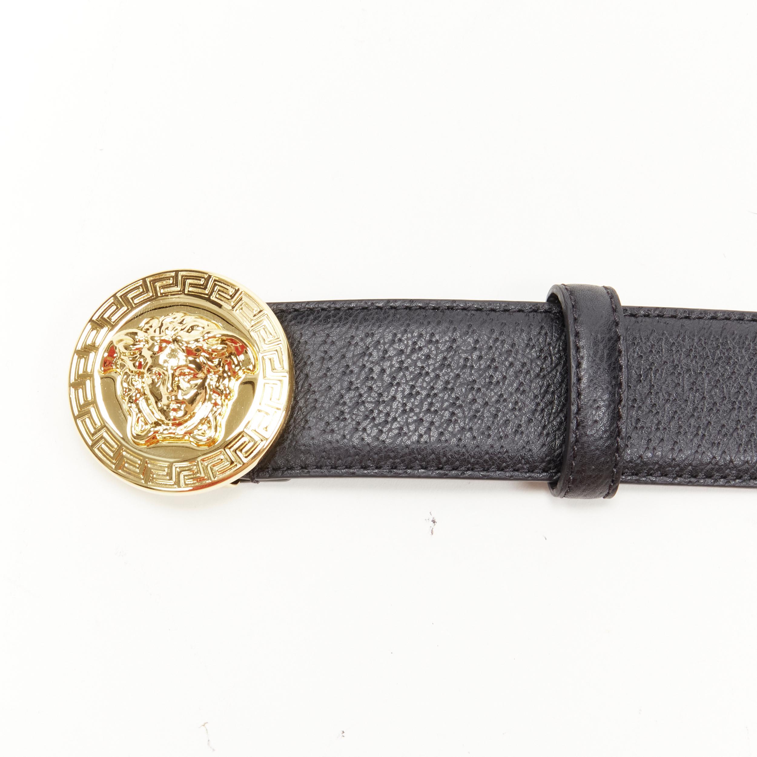 new VERSACE Biggie Medusa Medallion Coin gold buckle black belt 105cm ...