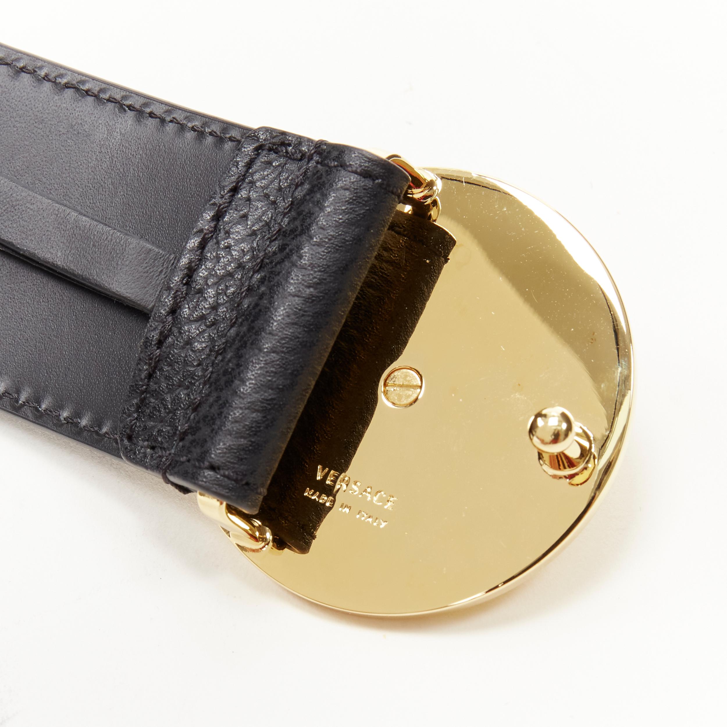 new VERSACE Biggie Medusa Medallion Coin gold buckle black belt 105cm ...