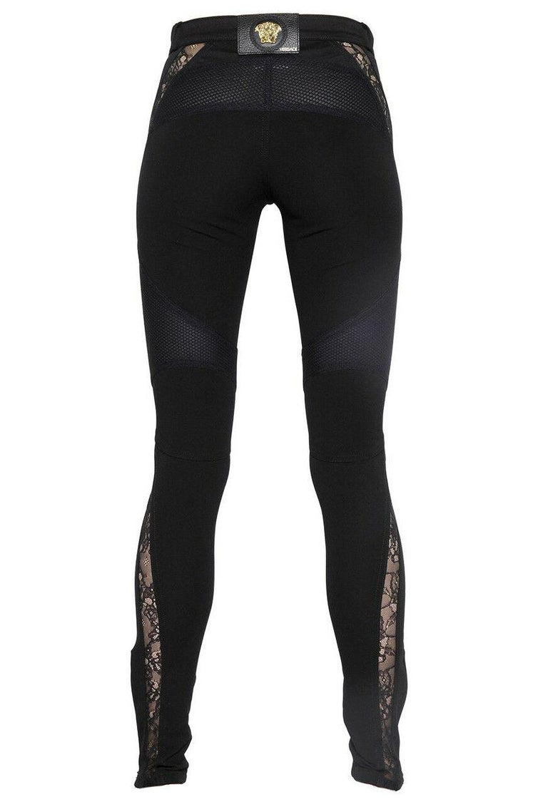New Versace Black Skinny Pants Jeans with Lace Inserts at 1stDibs ...