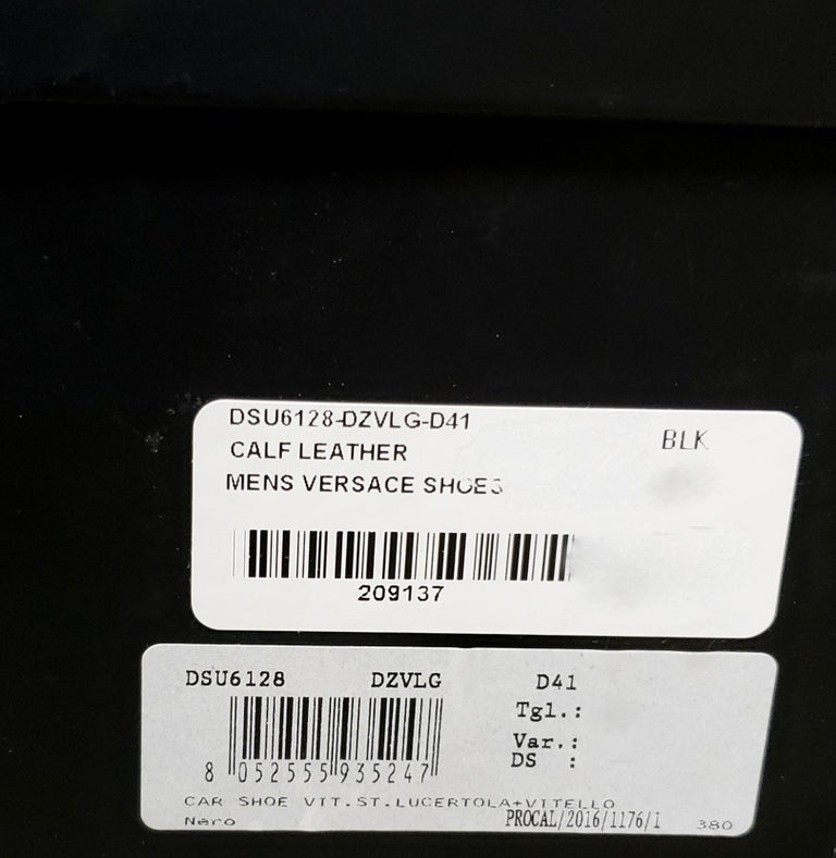 New VERSACE BLACK SNAKE PRINT LEATHER GREEK KEY PATTERN 42 - 9 For Sale ...