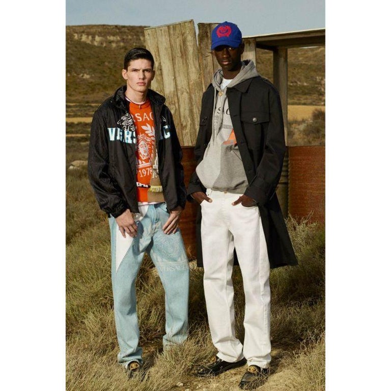 new VERSACE blue red vintage Medusa logo embroidery baseball cap 58cm M ...