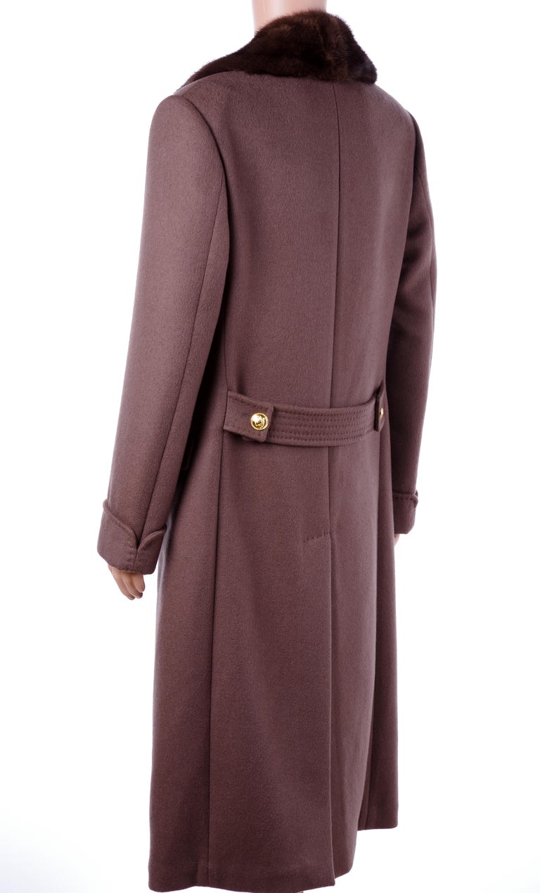 New Versace Brown Wool Coat with Mink Fur for Men at 1stDibs
