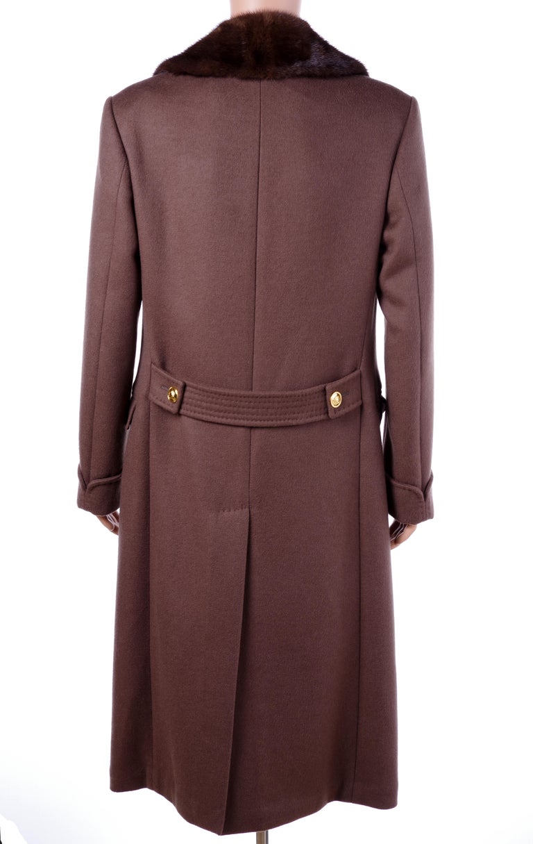 New Versace Brown Wool Coat with Mink Fur for Men at 1stDibs