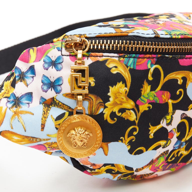 new VERSACE Butterfly Starfish Baroque mixed print Medusa coin zip ...