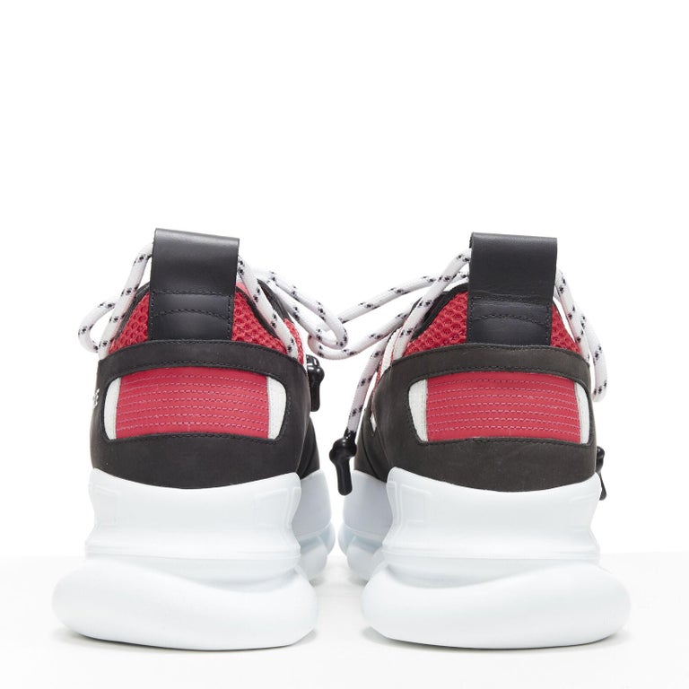 new VERSACE Chain Reaction Black Red suede low top chunky sneaker EU38 ...