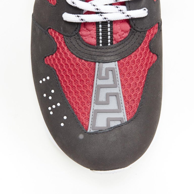 new VERSACE Chain Reaction Black Red suede low top chunky sneaker EU38 ...