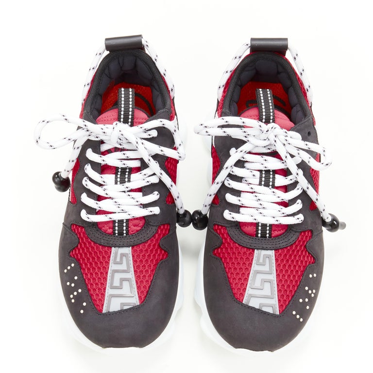 new VERSACE Chain Reaction black suede red chunky sneaker EU36 US6 For ...