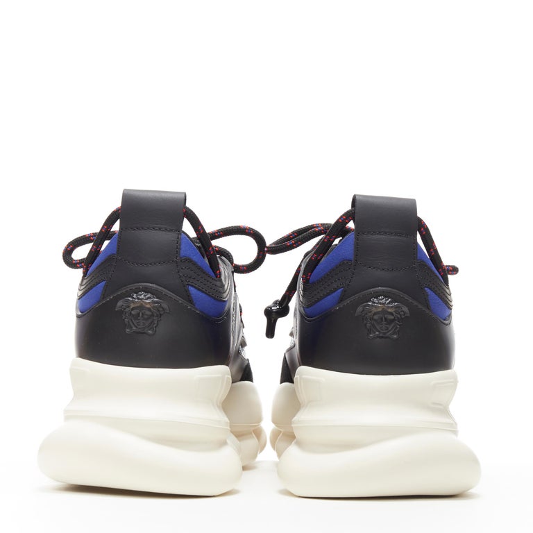 new VERSACE Chain Reaction Red Blue snake print low chunky dad sneaker ...