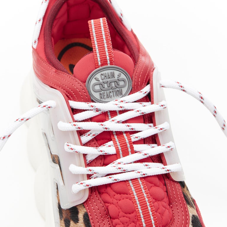 new VERSACE Chain Reaction Red Wild Leopard low chunky sneaker EU38 US5 ...