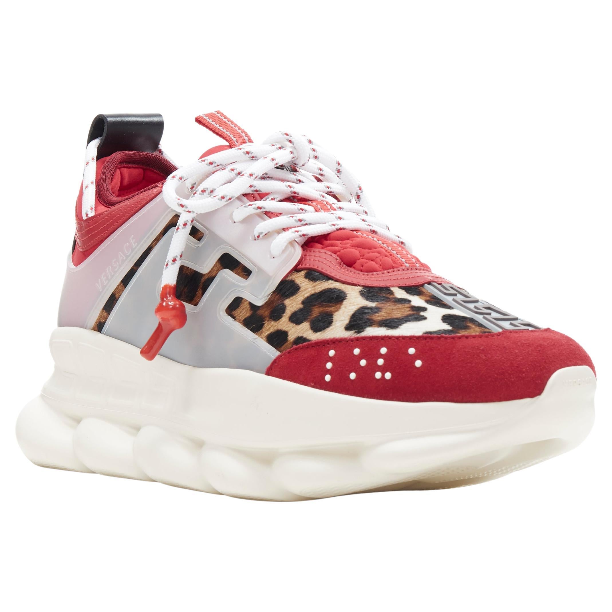 new VERSACE Chain Reaction Red Wild Leopard low chunky sneaker EU43 ...