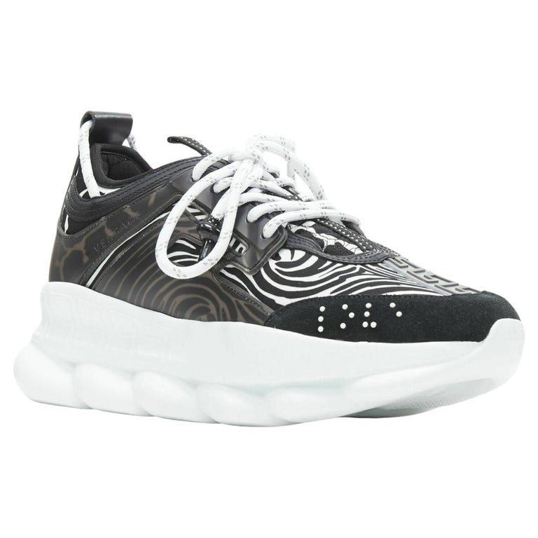 new VERSACE Chain Reaction Wild Zebra black white striped sneaker EU43 ...