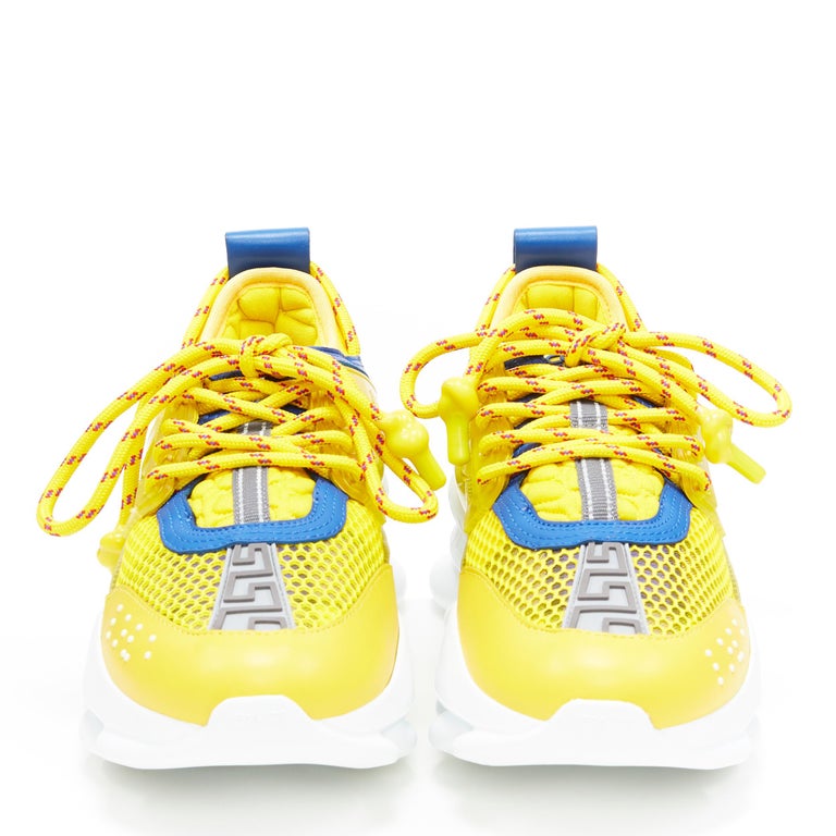 new VERSACE Chain Reaction yellow blue low top chunky sole dad sneaker ...