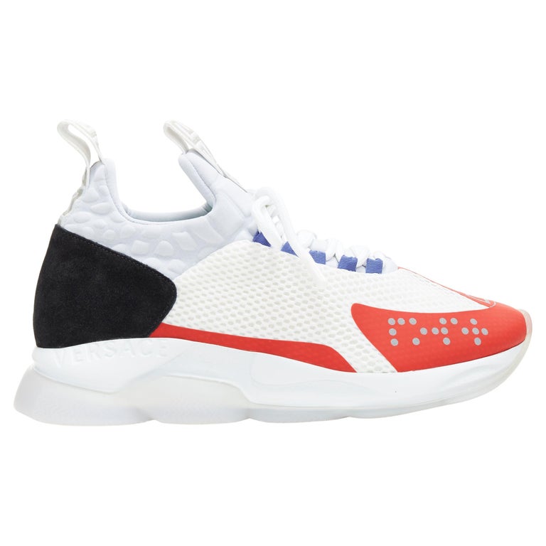new VERSACE Cross Chainer Runway white red blue mesh low sneaker EU44.5 ...