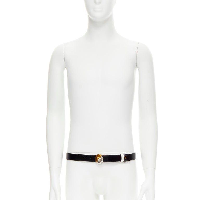 new VERSACE Demi Medusa Reversible black white mixed metal belt 105cm ...