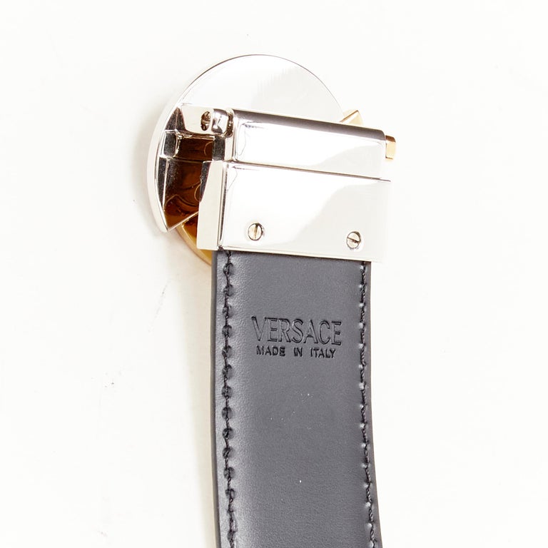 new VERSACE Demi Medusa Reversible black white split coin belt 110cm 42 ...