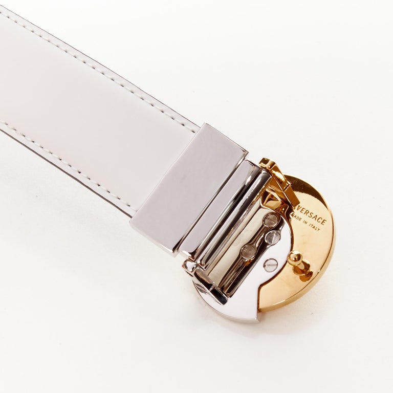 new VERSACE Demi Medusa Reversible black white split coin belt 85cm 32 ...