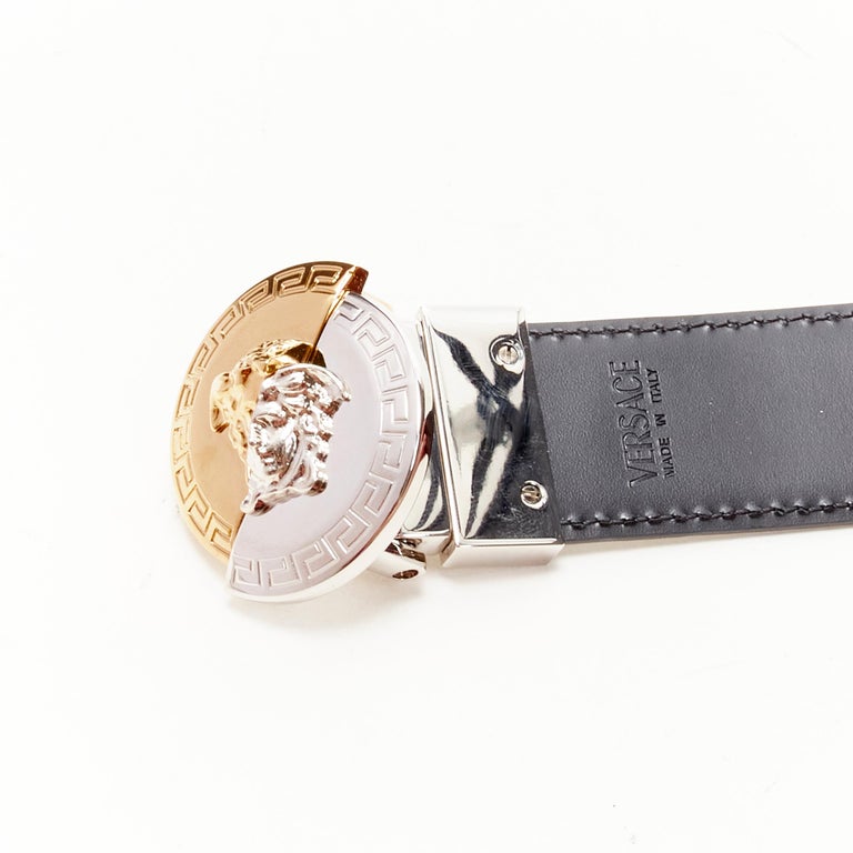 new VERSACE Demi Medusa Reversible black white split coin belt 85cm 32 ...