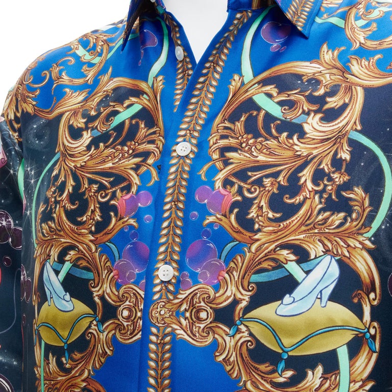 new VERSACE DISNEY 2020 Limited Edition Cinderella Baroque silk shirt ...