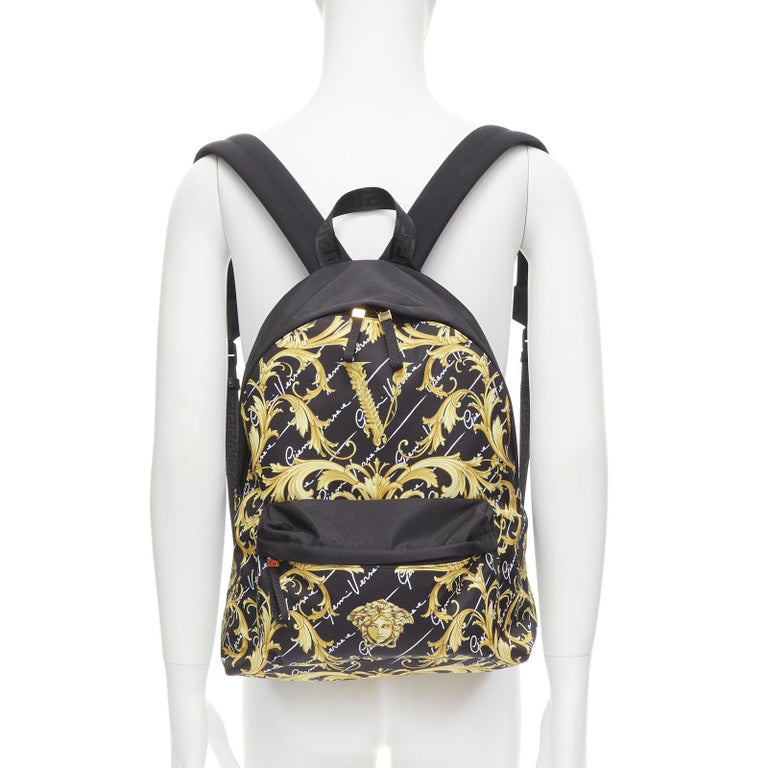 new VERSACE Gianni Signature gold Barocco Virtus Medusa print nylon ...