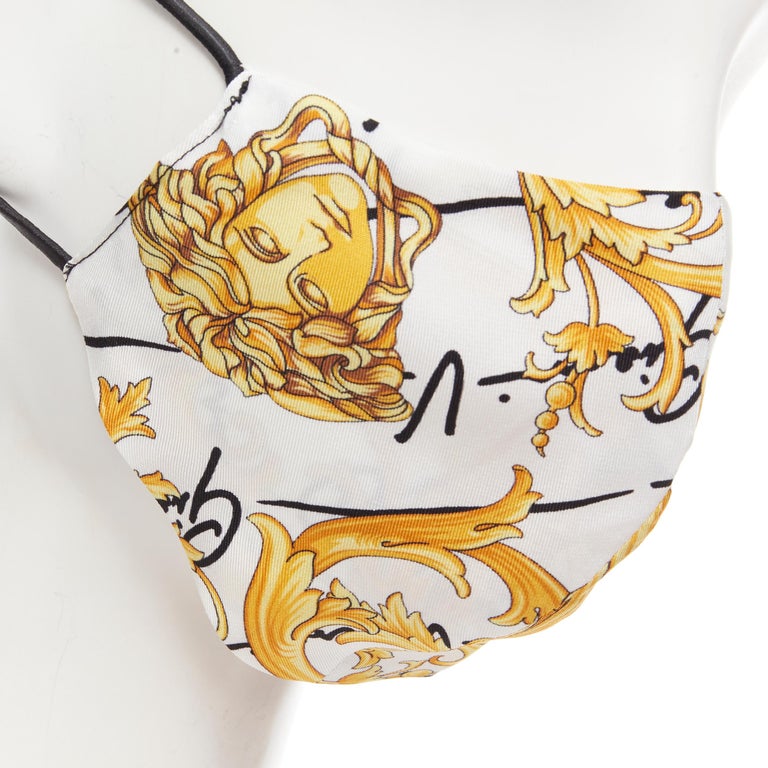 new VERSACE Gianni Signature gold Medusa Baroque 100% silk face mask ...