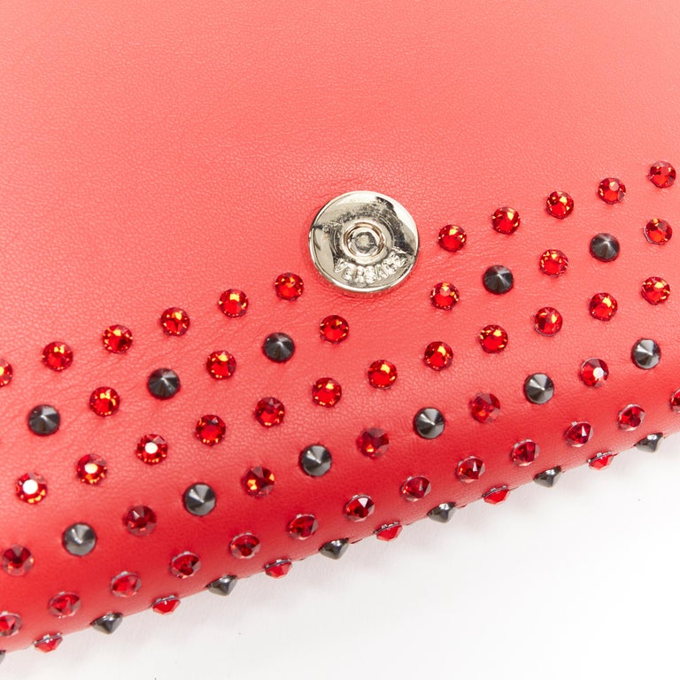 new VERSACE gold leather tonal Medusa head crystal strass stud flap ...