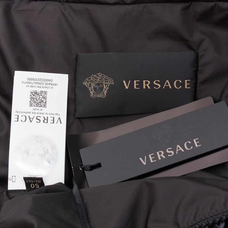new VERSACE gold Medusa badge black goose down duvet puffer jacket IT50 ...