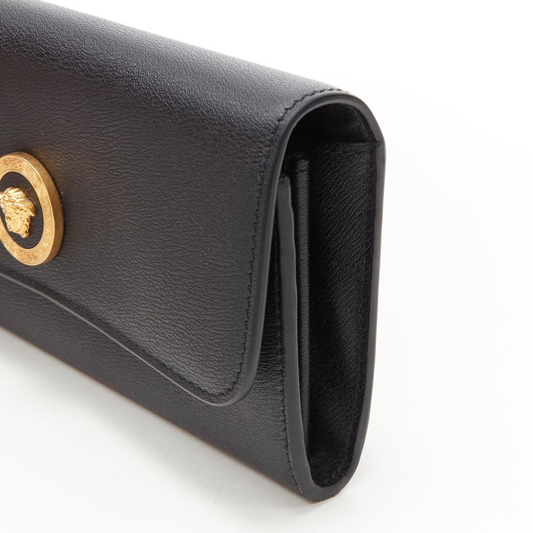 new VERSACE gold medusa coin calf leather flap long continental wallet ...