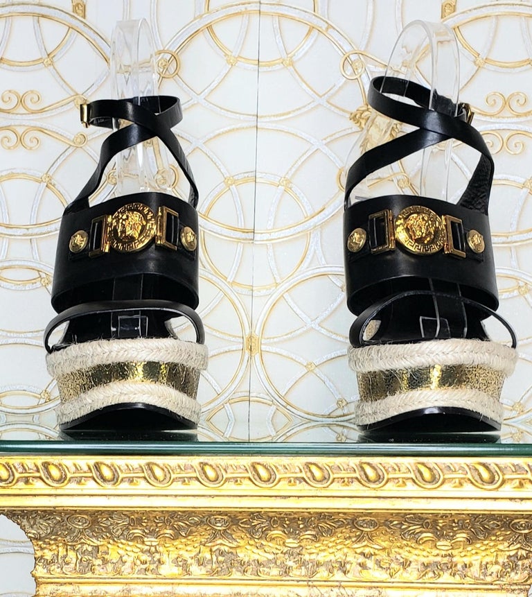 New VERSACE gold rope platform wedge sandals at 1stDibs | versace ...