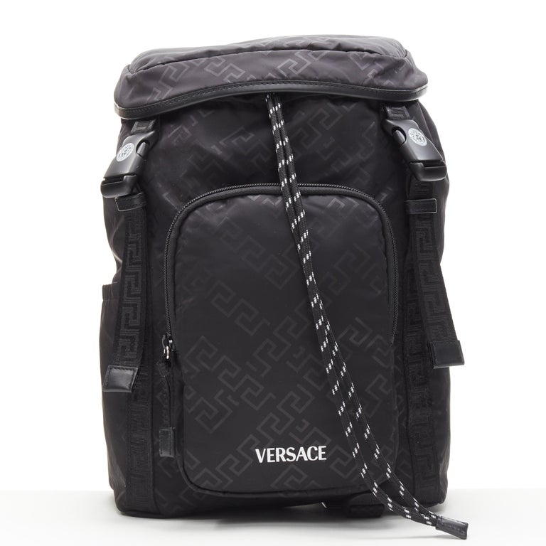 new VERSACE Greca black nylon white Medusa buckle Technical backpack ...
